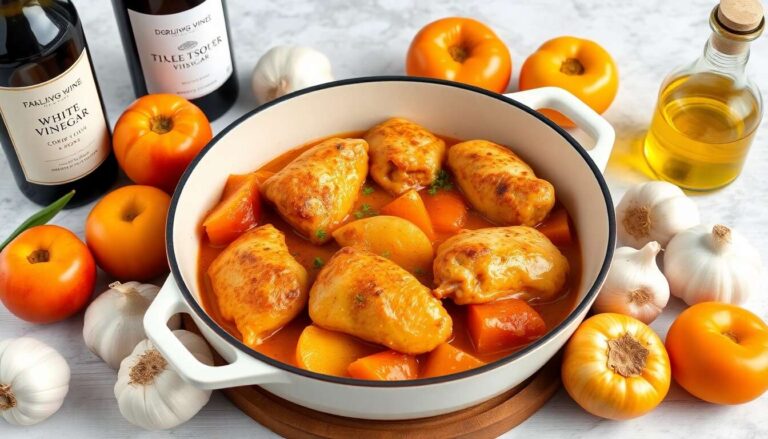 Poulet aigre-doux : une touche exotique avec des kakis en cocotte