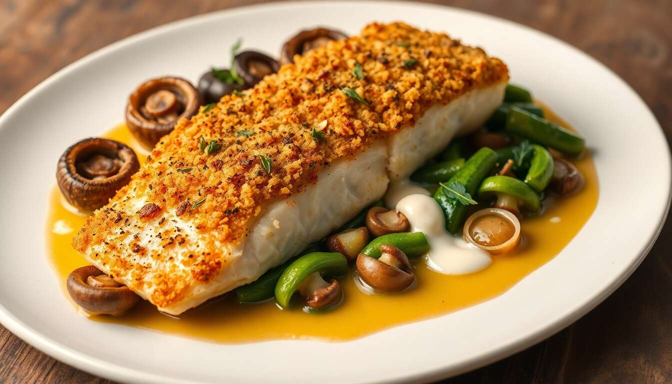 Filet d'églefin : délice en croûte de champignons