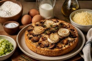 Cake salé aux champignons, poireau et fromage de chèvre : recette facile